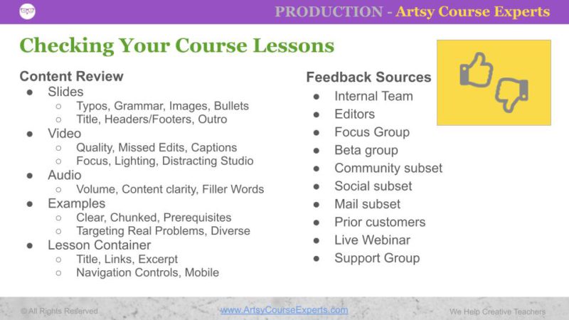 Checking The Quality Of Your Online Course Lessons - Artsy Course Experts