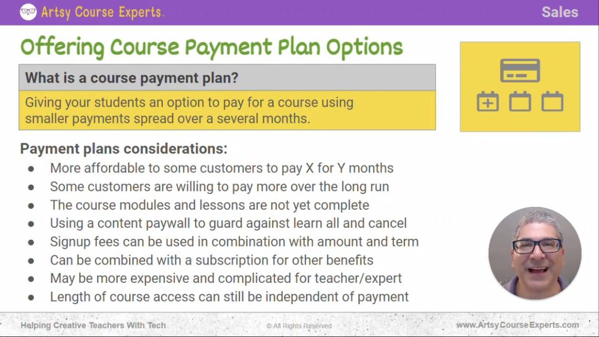 Offering Course Payment Plan Options - Artsy Course Experts