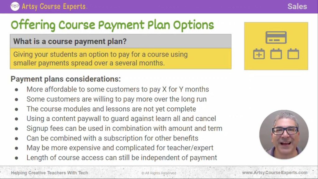 Offering Course Payment Plan Options - Artsy Course Experts