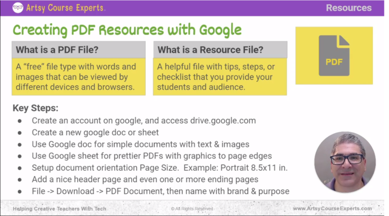 Creating A PDF Resource Guide With Google - Artsy Course Experts