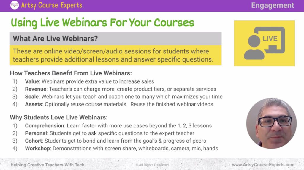 Using Live Webinars for Your Course - Artsy Course Experts