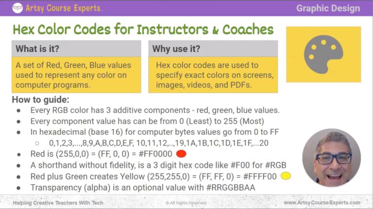 Hex Color Codes for Instructors & Coaches - Artsy Course Experts