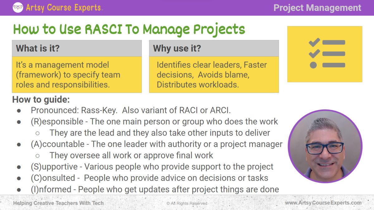 How to Use RASCI to Manage Projects - Artsy Course Experts