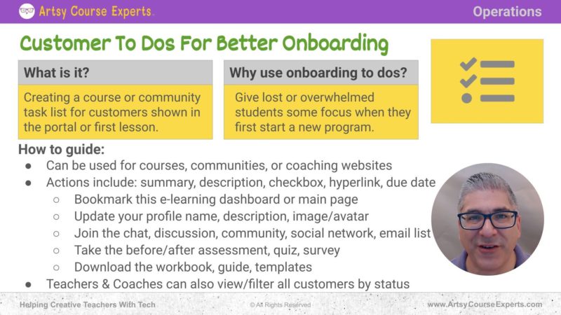 Customer To Dos for Better Onboarding - Artsy Course Experts