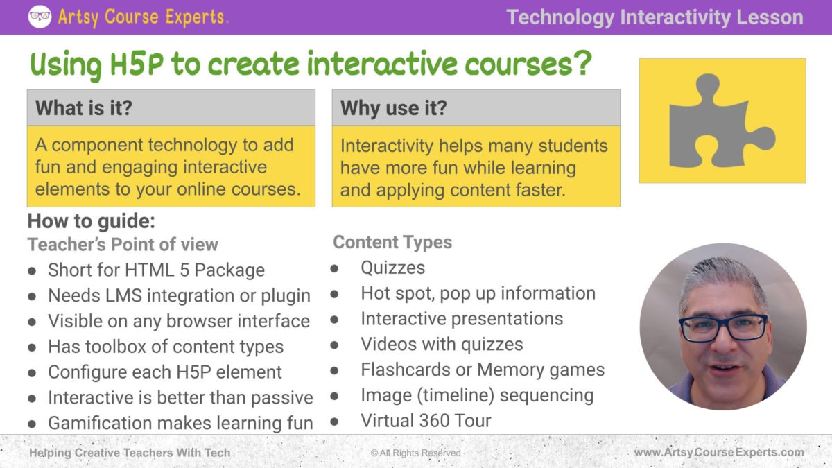Using H5P to Create Interactive Courses - Artsy Course Experts