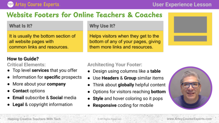 Website Footers for Online Teachers & Coaches - Artsy Course Experts